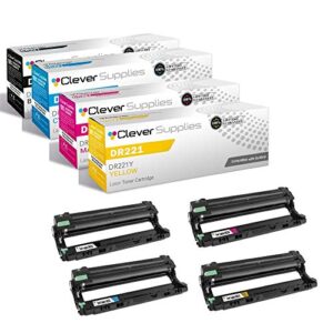 cs compatible drum unit cartridge replacement for brother dr221 dr221k black dr221c cyan dr221m magenta dr221y yellow dcp-9020cdn,hl-3140cw, hl-3150cdn, hl-3170cdw toner cartridge 4 color set