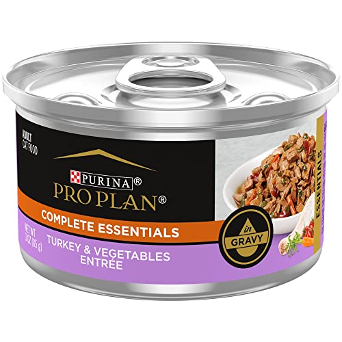 Purina Pro Plan Savor Adult Turkey & Vegetable Entree In Gravy Canned Cat Food, 3 oz, Case of 24