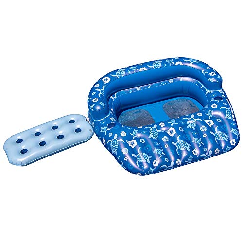 Swimline Tropical Double Lounger Pool Float, Blue, 58"/50"/18"