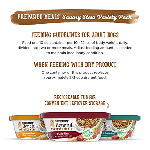 Purina Beneful High Protein, Gravy Wet Dog Food Variety Pack, Prepared Meals Stew - (12) 10 oz. Tubs