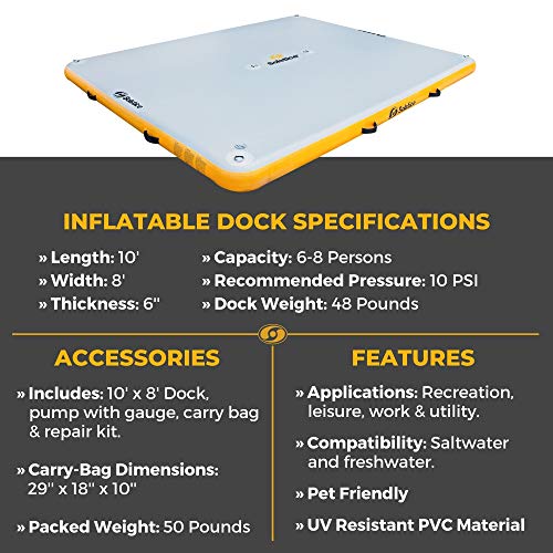 Solstice by Swimline Inflatable Floating Dock, 10' x 8'