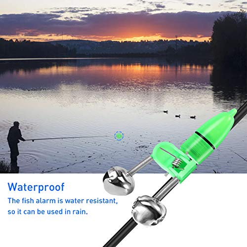 HLOGREE LED Night Fishing Rod Bait Alarm Bell 20pcs with Dual Ring Bells Fishing Indicator Fish Bait Alarm Portable Fishing Accessories Bait Alarm Bell Rod Clip Tip for Fishing(10 Red, 10 Green)