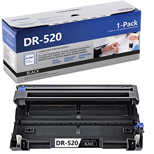 MANDBOY Compatible Replacement for Brother DR-520 DR520 Drum Unit (Black), Work with Brother HL-5240 5380DN MFC-8370 8670DN 8680DN DCP-8060 8080DN Printer Drum, 1-Pack