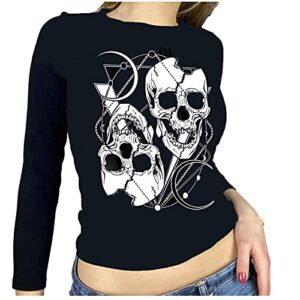 women teen girls cool punk top blouse women funny printed top blouse women long sleeve top blouse white