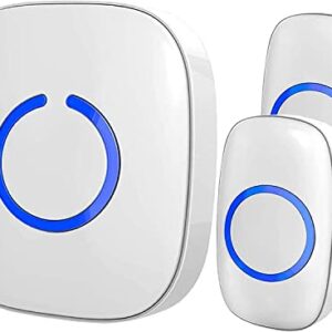 SadoTech Wireless Doorbells for Home, Apartments, Businesses, Classrooms, etc. - 2 Door Bell Ringer & 1 Plug-In Chime Receiver, Battery Operated, Easy-to-Use, Wireless Doorbell w/LED Flash, White