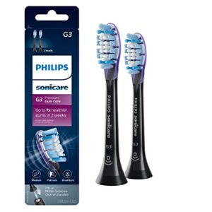 philips sonicare genuine g3 premium gum care replacement toothbrush heads, 2 brush heads, black, hx9052/95