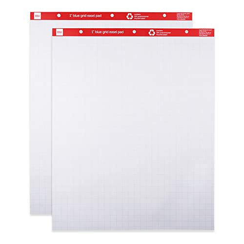 Office Depot® Brand Easel Pads, 27" x 34", 1" Blue Grid, 50 Sheets, 30% Recycled, Pack Of 2