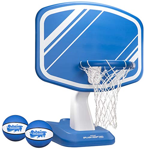 GoSports Splash Hoop Swimming Pool Basketball Game, Includes Poolside Water Basketball Hoop, 2 Balls and Pump – Choose Your Style