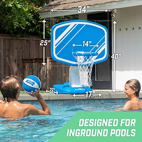 GoSports Splash Hoop Swimming Pool Basketball Game, Includes Poolside Water Basketball Hoop, 2 Balls and Pump – Choose Your Style