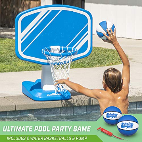 GoSports Splash Hoop Swimming Pool Basketball Game, Includes Poolside Water Basketball Hoop, 2 Balls and Pump – Choose Your Style