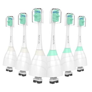 replacement toothbrush heads compatible with philips sonicare screw-on e-series electric rechargeable toothbrush, precision clean toothbrush heads refills, 6 pack