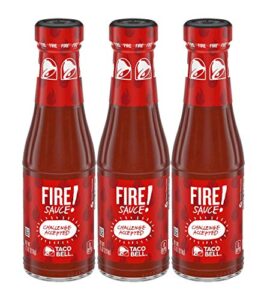 taco bell fire sauce glass bottle, 7.5 oz 3-pack