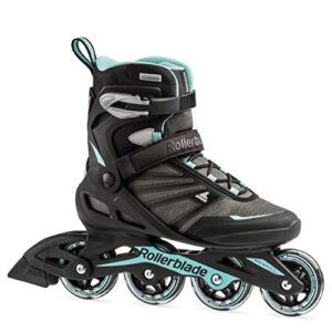 rollerblade zetrablade women’s adult fitness inline skate, black/light blue, us women’s 10