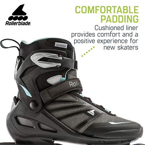 Rollerblade Zetrablade Women's Adult Fitness Inline Skate, Black/Light Blue, US Women's 10