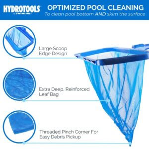 HYDROTOOLS By SWIMLINE 8040 Leaf Net For Inground Above Ground Pool Pond | Extra Large Skimmer Net Cleaning Tool & Ultra Fine Deep Mesh Bag | Durable Reinforced Plastic Frame | For Debris Bugs Pickup