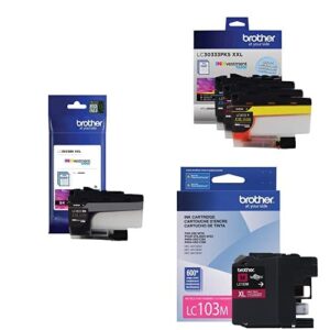 brother genuine lc3033bk, lc30333pks super high yield black/cyan/magenta/yellow ink cartridge set, lc3033