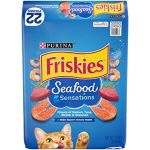 purina friskies dry cat food, seafood sensations – 22 lb. bag