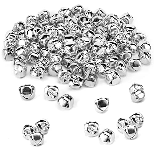 MCPINKY Jingle Bells, 170PCS Metal Craft Bells Bulk DIY Bells for Christmas Festival Decoration Home Decoration, 0.5 Inch, Silver