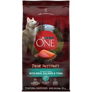 purina one high protein, natural dry dog food, true instinct with real salmon & tuna – 7.4 lb. bag