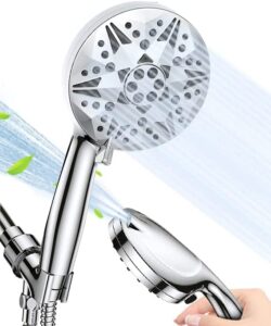 high pressure handheld shower head, chrome hand held shower sprayer with holder, 10 modes filtered showerhead with anti-clog nozzle,detachable shower head with 79’’ stainless steel hose for bathing