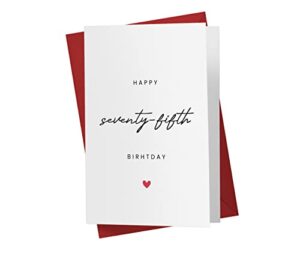 75th birthday card for him her – 75th anniversary card for dad mom – 75 years old birthday card for brother sister friend – happy 75th birthday card for men women – karto – simple 75th