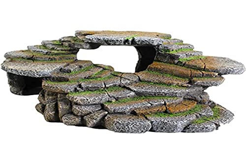 PENN-PLAX Reptology Shale Scape Step Ledge & Cave Hideout – Decorative Resin for Aquariums & Terrariums – Great for Reptiles, Amphibians, and Fish – Large