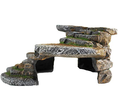 PENN-PLAX Reptology Shale Scape Step Ledge & Cave Hideout – Decorative Resin for Aquariums & Terrariums – Great for Reptiles, Amphibians, and Fish – Large