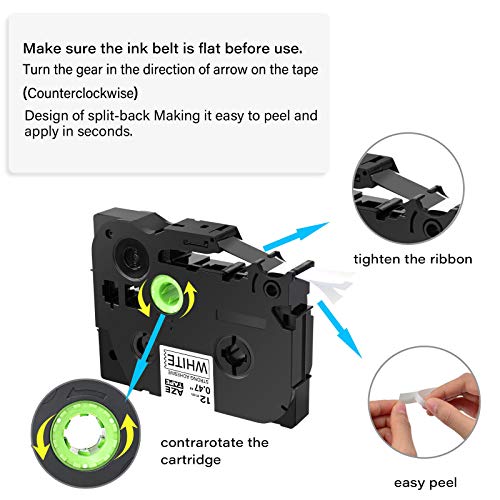 GREENCYCLE Extra Strength Adhesive Black on White Label Tape Compatible for Brother TZE-S231 TZeS231 AZE231 0.47 Inch 12mm for PT-E550W PT2430PC 1890C PT-D210 300BT PT-1010 PTH100 D200-2 Pack