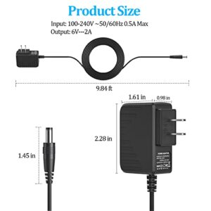 6V 2A Charger Adapter for ProForm Elliptical Smart Strider 480 490 500 600 LE, 390 395 475 510 E, 510 EX, 400 700 for Exercise Bike Extra Long Power Supply Cord (9.8 ft)