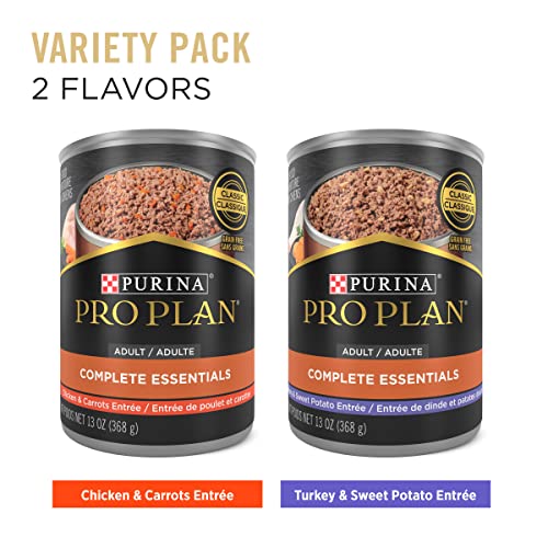 Purina Pro Plan Grain Free Wet Dog Food Variety Pack, Grain Free Chicken and Turkey Entrees - (12) 13 oz. Cans