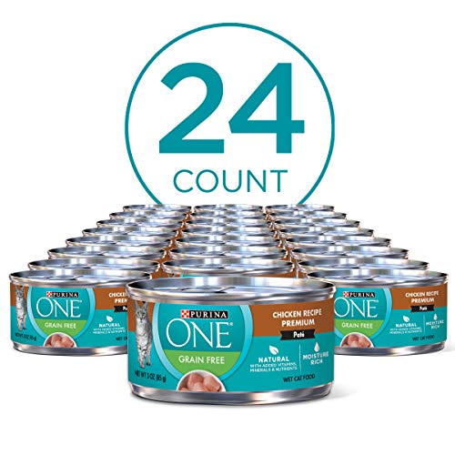 Purina ONE Natural, Grain Free Wet Cat Food Pate, Chicken Recipe - (24) 3 oz. Pull-Top Cans