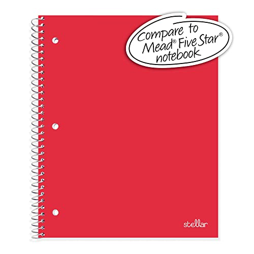 Office Depot® Brand Stellar Poly Notebook, 8" x 10 1/2", 1 Subject, Wide Ruled, 200 Pages (100 Sheets), Red