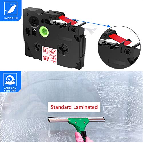 GREENCYCLE Compatible for Brother TZe-252 TZe252 Label Tape 24mm 0.94 Inch 1" Red on White Laminated Label Cartridge for PT2730 PT9600 PTD600VP PTD800W, PTH500LI PTP700 PTP710BT PTP750, 1 Pack