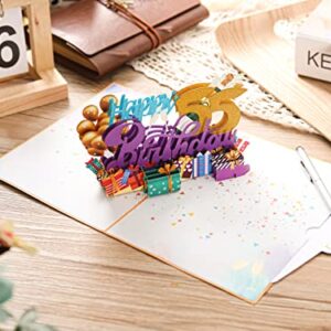 Liif Happy 55th Birthday 3D Greeting Pop Up Card, 55th Birthday Card For Women, Men, Mom, Dad - Balloon, Champagne, Funny, 55 Years Old, Celebration | With Message Note & Envelop | Size 8 X 6 Inch