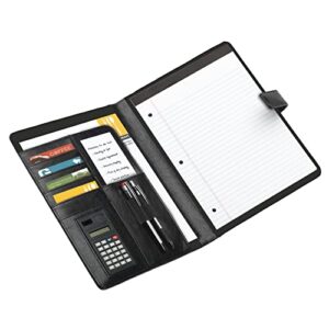 office depot® brand padfolio with magnetic closure and calculator, 11 1/10″h x 10 1/2″w x 1 3/10″d, black