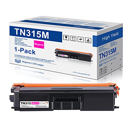 1-Pack Magenta Compatible Toner Cartridge Replacement for Brother TN315M TN-315 Toner Cartridge to use with HL-4150CDN HL-4140CW HL-4570CDW HL-4570CDWT MFC-9640CDN MFC-9650CDW MFC-9970CDW Printer