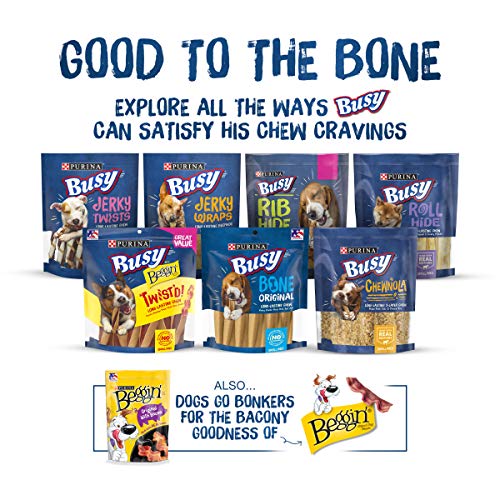 Busy Purina Bone Made in USA Facilities, Long Lasting Small/Medium Breed Adult Dog Chews, Peanut Butter Flavor - 6 ct. Pouch