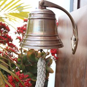 4" Solid Antique Brass Bell Quality Marine Wall Mounted Ship Hanging Bell Perfect for Dinner, Indoor, Outdoor, School, Bar, Reception, Last Order & Church by The Metal Magician