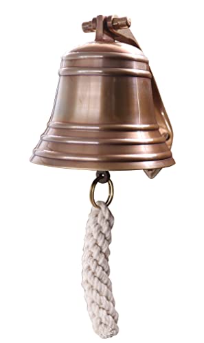 4" Solid Antique Brass Bell Quality Marine Wall Mounted Ship Hanging Bell Perfect for Dinner, Indoor, Outdoor, School, Bar, Reception, Last Order & Church by The Metal Magician