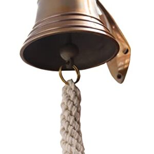 4" Solid Antique Brass Bell Quality Marine Wall Mounted Ship Hanging Bell Perfect for Dinner, Indoor, Outdoor, School, Bar, Reception, Last Order & Church by The Metal Magician