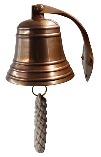 4" Solid Antique Brass Bell Quality Marine Wall Mounted Ship Hanging Bell Perfect for Dinner, Indoor, Outdoor, School, Bar, Reception, Last Order & Church by The Metal Magician