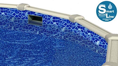 Smartline Cracked Glass 15-Foot-by-30-Foot Oval Liner | Overlap Style | 48-to-52-Inch Wall Height | 25 Gauge Virgin Vinyl | Designed for Steel Sided Above-Ground Swimming Pools