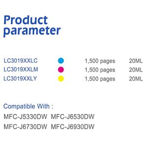 EASYPRINT (5C, 5M, 5Y, Color Combo) Compatible 3019xl Ink Cartridge Replacement for Brother LC3019 LC-3019xxl MFC-J5330DW J6530DW J6730DW J6930DW Printer, (Total 15-Pack, No Black)