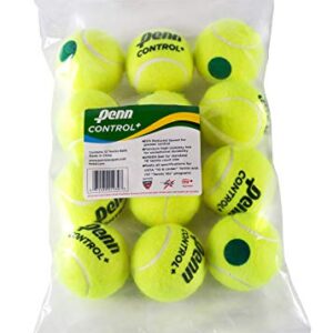 Penn Control Plus Tennis Balls - Youth Felt Green Dot Tennis Balls for Beginners - 12 Ball Polybag