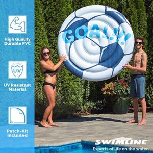 Swimline Inflatable Soccer Ball Ride-On Pool Float Blue/White, 60"