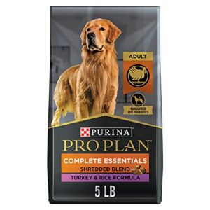 purina pro plan high protein dog food with probiotics for dogs, shredded blend turkey & rice formula – 5 lb. bag