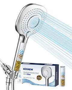 filtered shower head with handheld, high pressure shower head with filter for hard water, upgraded kdf filter water softener showerhead with hose & adjustable bracket, detachable shower head – kosnew