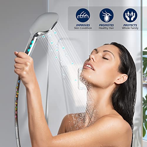 Filtered Shower Head with Handheld, High Pressure Shower Head with Filter For Hard Water, Upgraded KDF Filter Water Softener Showerhead with Hose & Adjustable Bracket, Detachable Shower Head - KOSNEW