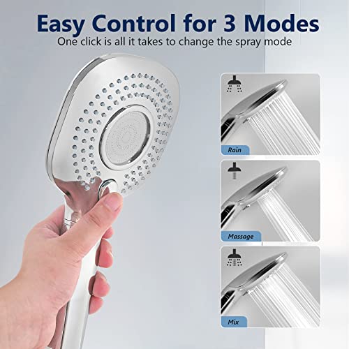 Filtered Shower Head with Handheld, High Pressure Shower Head with Filter For Hard Water, Upgraded KDF Filter Water Softener Showerhead with Hose & Adjustable Bracket, Detachable Shower Head - KOSNEW