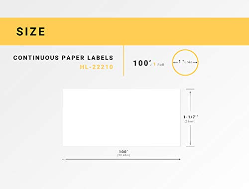 HOUSELABELS Compatible with DK-2210 Replacement Roll for Brother QL Label Printers; Continuous Length Labels; 1-1/7" x 100 feet (29mm*30.48m) - 42 Rolls